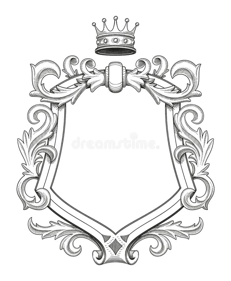 Barocke Schild-Zeichnung vektor abbildung. Illustration von antike ...
