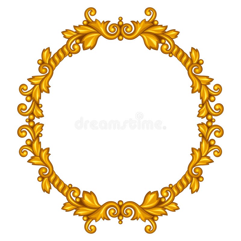 Barok Sier Antiek Gouden Kader Op Wit Vector Illustratie - Illustration ...