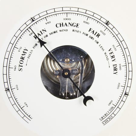 Barometer dial set to rain stock image. Image of barometer - 2391013