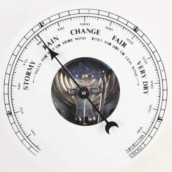 Barometer dial set to rain stock image. Image of barometer - 2391013