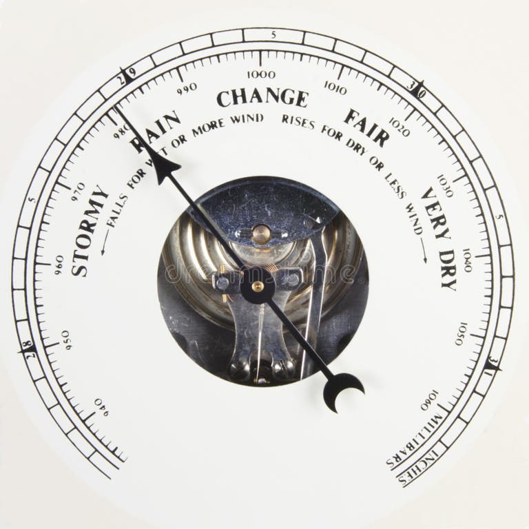 Barometer dial set to rain stock image. Image of barometer - 2391013