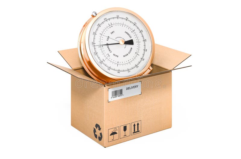 Barometer Inside Cardboard Box, Delivery Concept. 3D Rendering Stock ...