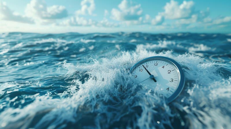 Barometer Rising Amidst Calm Waves, Depicting Economic Stability Stock ...