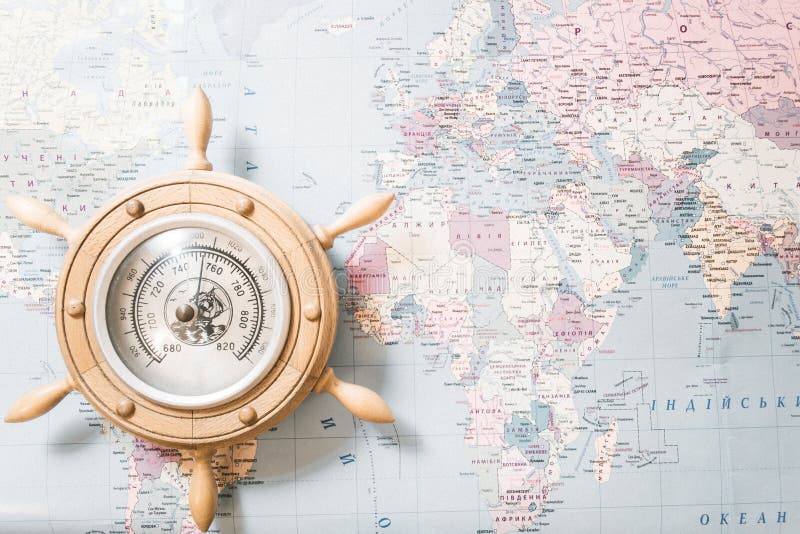 Barometer on World Map Background Stock Photo - Image of bark ...
