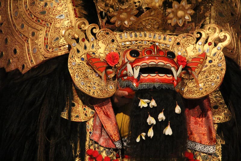 Barong Mask Dancing Performance Stock Image - Image of mythology ...