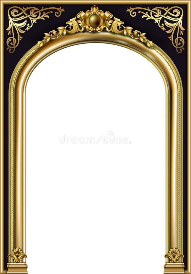 Baroque Arched Theatrical Golden Box Stock Vector - Illustration of ...