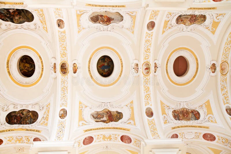 Baroque Church Ceiling with Painting in Germany Stock Image - Image of ...