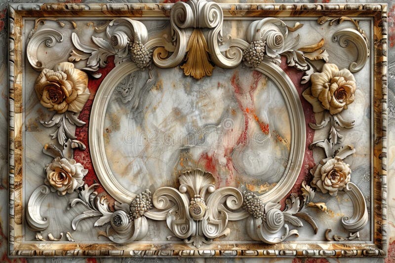 Baroque Classical Abstract Marble Ceiling Art with Ornate Bord Stock ...