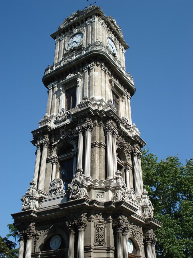 Baroque Clock Tower, Dolmabahce Palace, Istanbul Stock Image - Image of ...