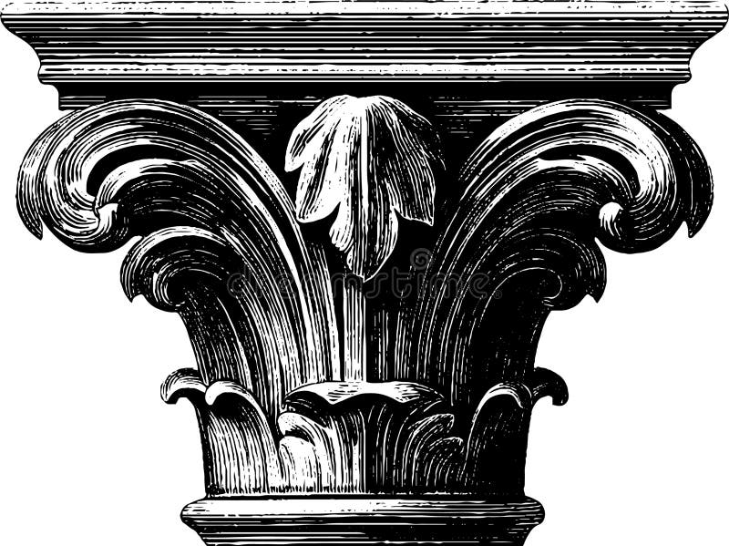 Baroque Column Capital Engraving for Architectural Design and Art ...