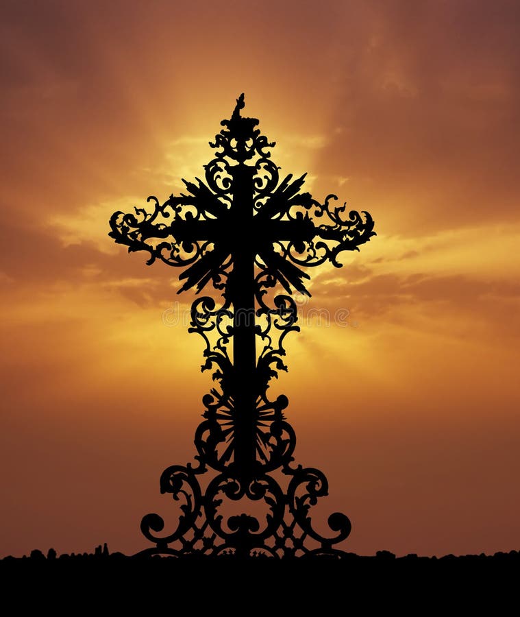 Baroque cross sunset stock image. Image of christ, german - 12541397