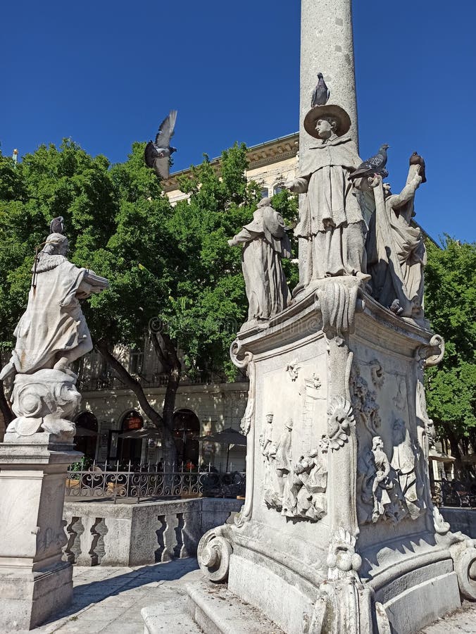 Baroque Details on the Plague Column in Fish Square in Bratislava ...