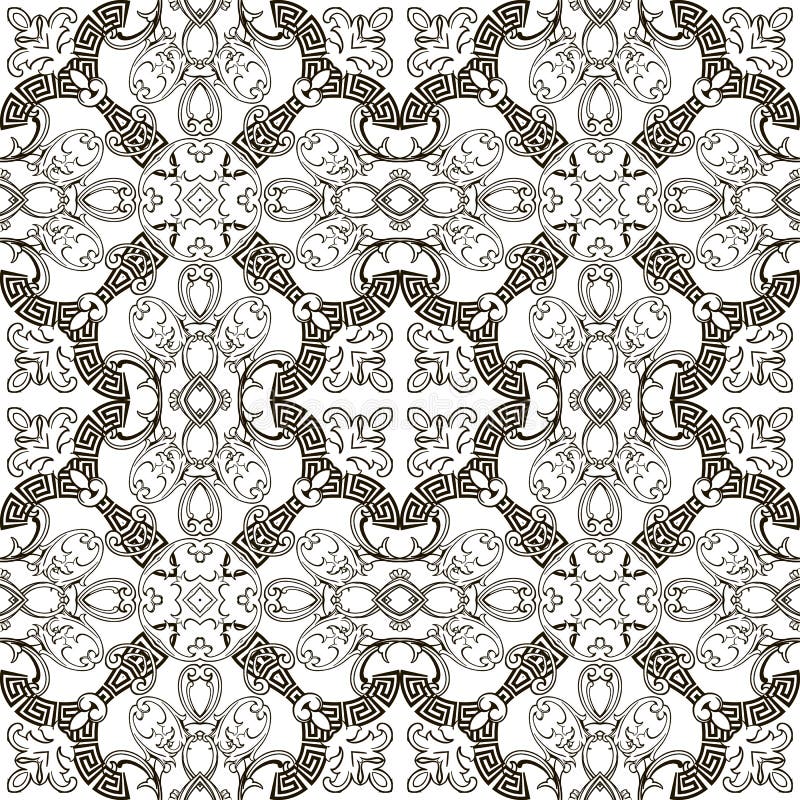 Baroque Elegance Seamless Pattern. Vector Black and White Vintage ...