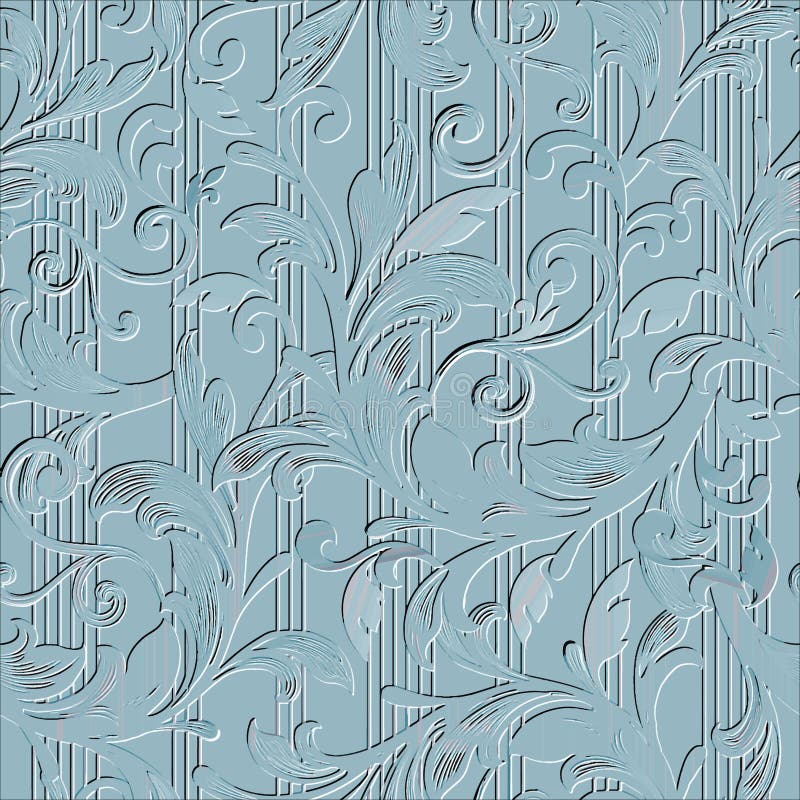 Baroque Embossed 3d Seamless Pattern. Vector Greek Textured Background ...