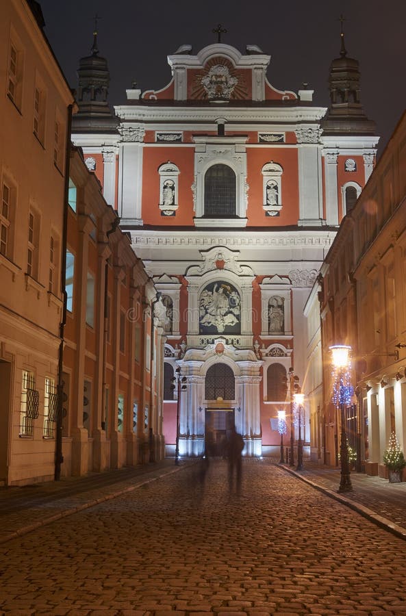Baroque Facade of the Parish Church at Night Stock Photo - Image of ...