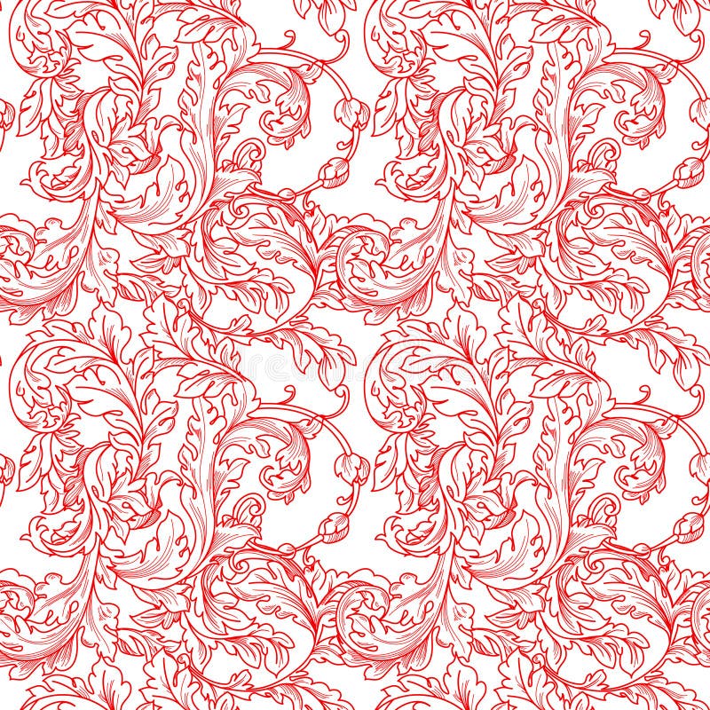 Baroque floral pattern stock vector. Illustration of flourishes - 49615400