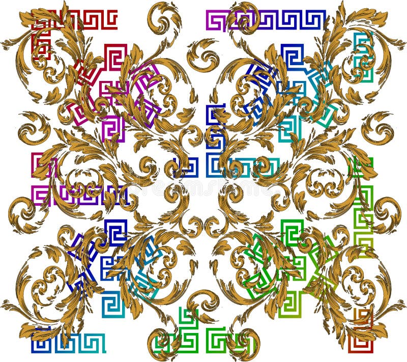 Versace Style Pattern Ready for Textile. Scarf Design for Silk Print ...