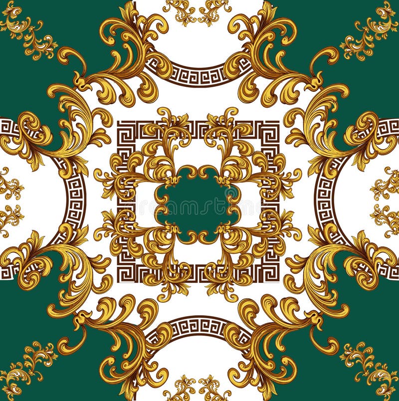 Baroque Greek Style Abstract Seamless Pattern Design Stock Illustration ...