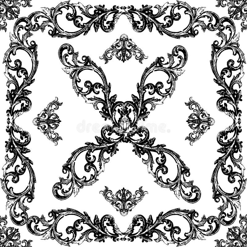Baroque Hand Draw Antique Style Pattern Stock Illustration ...