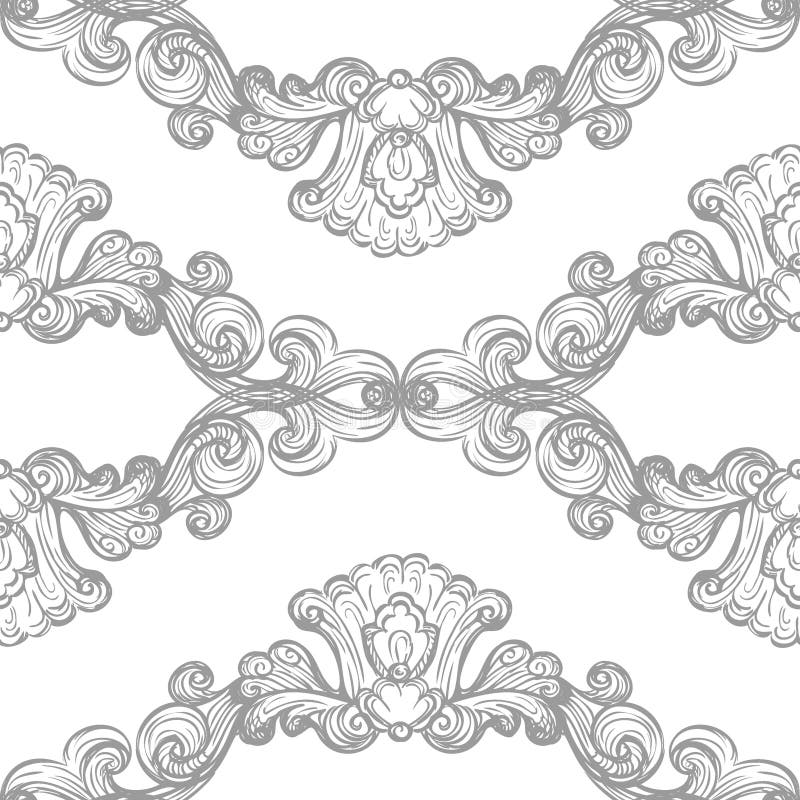 Baroque Hand Drawing Monochrome Seamless Pattern Vector Stock ...