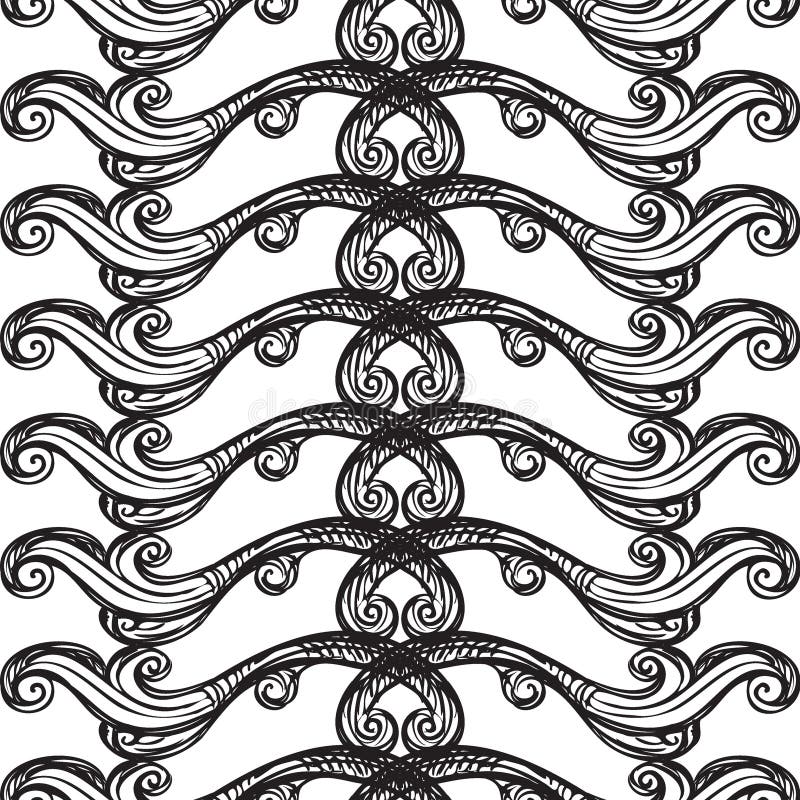 Baroque Hand Drawing Monochrome Seamless Pattern Vector Stock ...