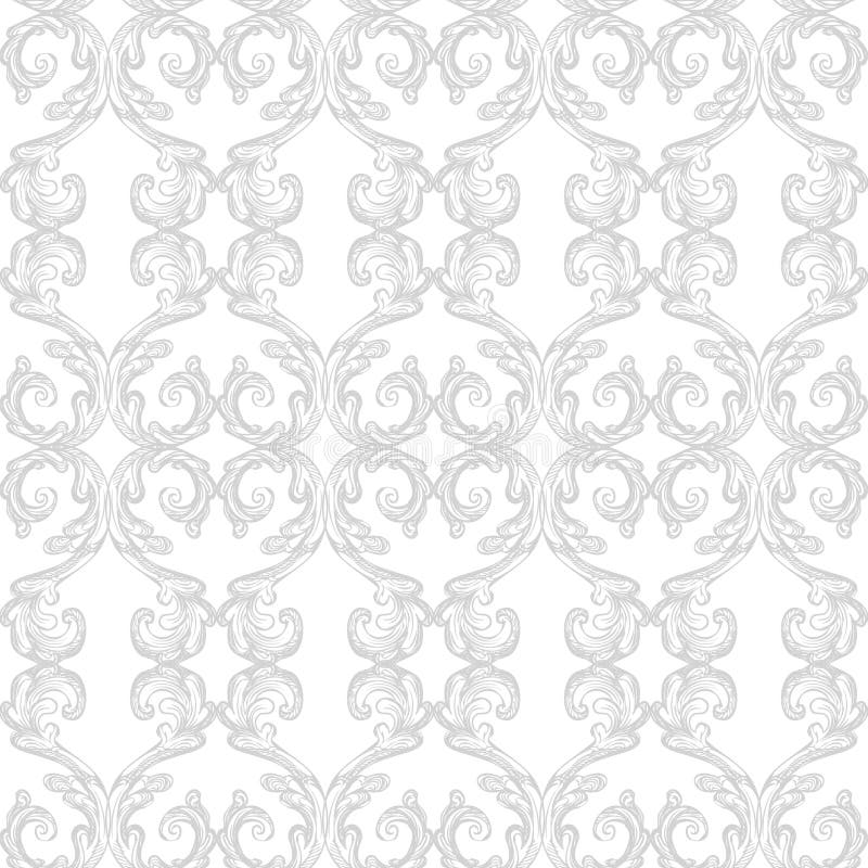 Baroque Hand Drawing Monochrome Seamless Pattern Vector Stock ...