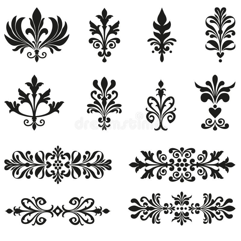Baroque icons and dividers stock illustration. Illustration of icons ...