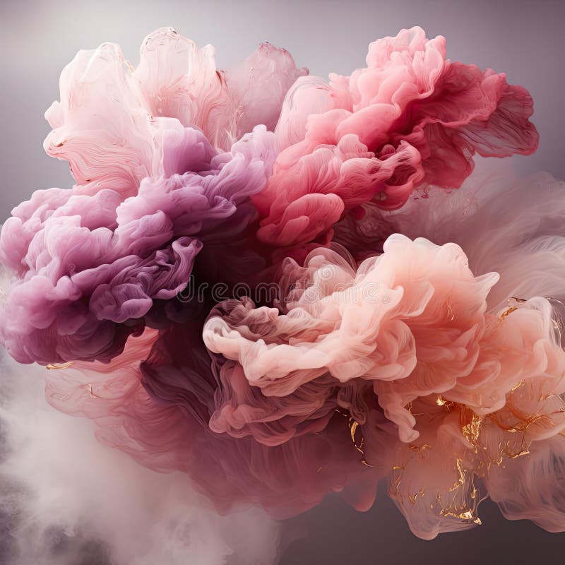 Baroque-inspired Image with Pink, Purple, and Gold Smoke on a Grey ...