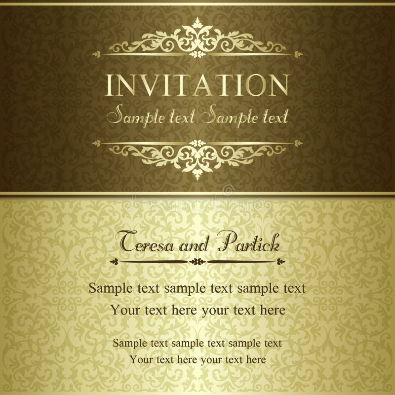 Baroque Invitation, Gold And Brown Stock Vector - Illustration of ...