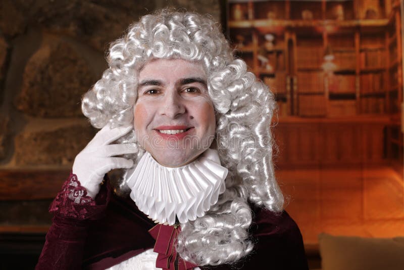 Baroque Man in Traditional Library Stock Photo - Image of aristocracy ...