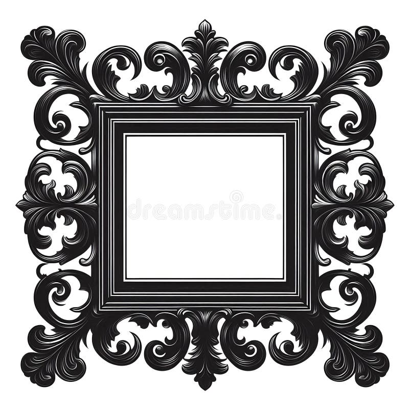 Baroque Ornamental Black and White Frame - Elegant Classic Border Stock ...