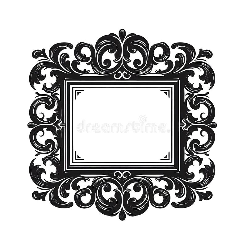 Baroque Ornamental Black and White Frame - Elegant Classic Border Stock ...