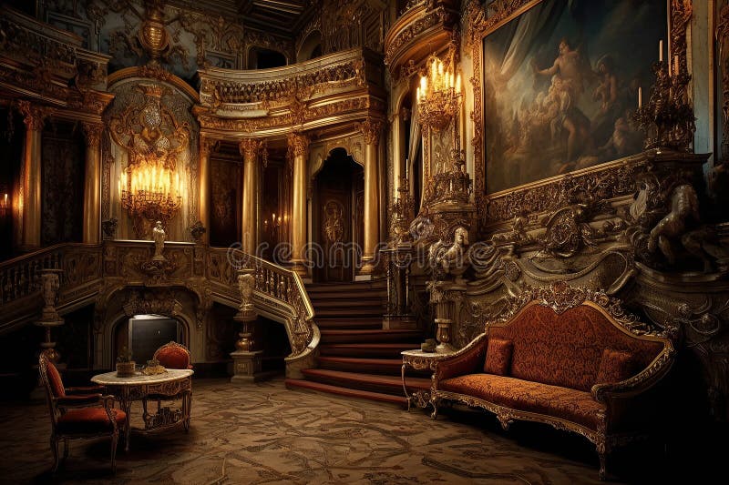 Baroque Palace Throne Room Generative AI Stock Illustration ...