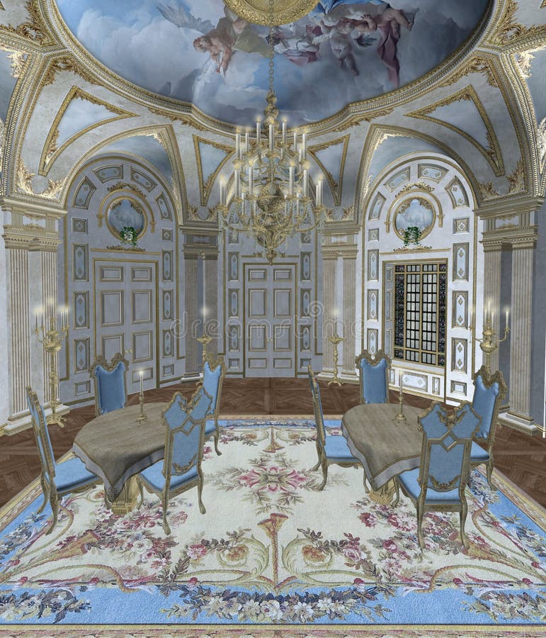 Baroque room 1 stock illustration. Illustration of table - 13338213