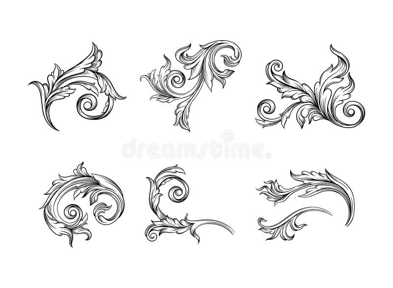 Baroque Scroll As Element of Ornament and Graphic Design with Spirals ...