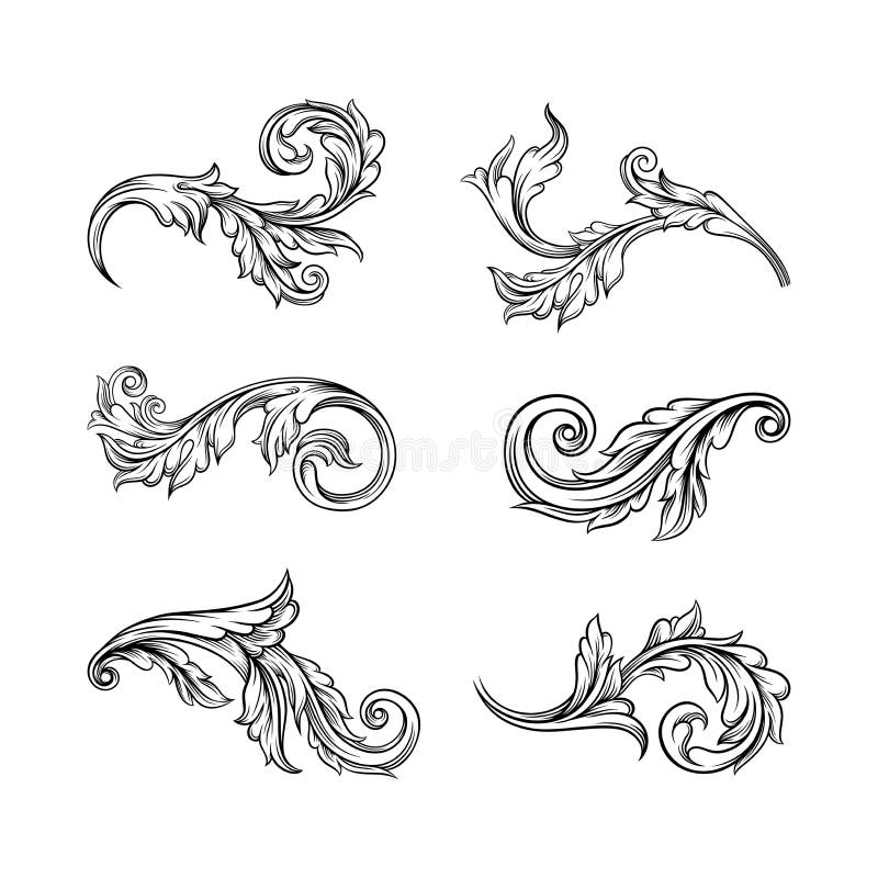 Baroque Scroll As Element of Ornament and Graphic Design with Spirals ...