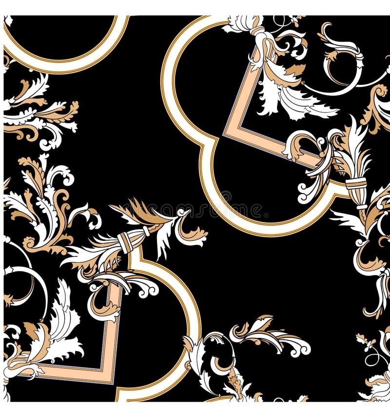Baroque Seamless Pattern with Moldings. Vector Patch for Print, Fabric ...