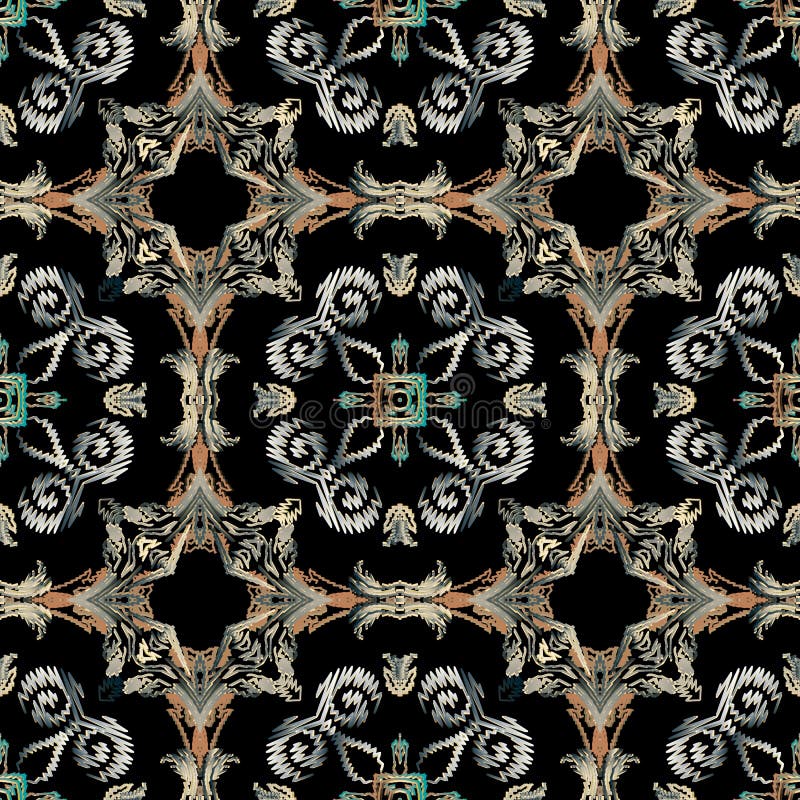 Baroque Seamless Pattern. Textured Vector Tapestry Background. Repeat ...