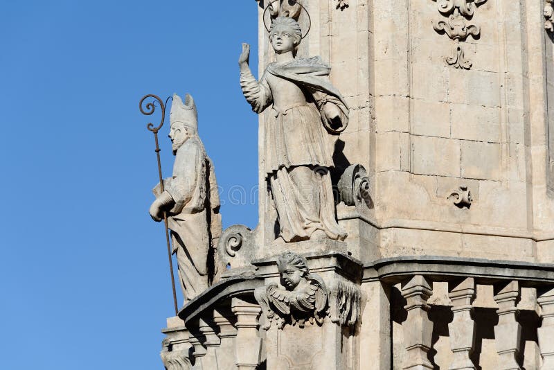Baroque statue on obelisk stock image. Image of della - 69161229