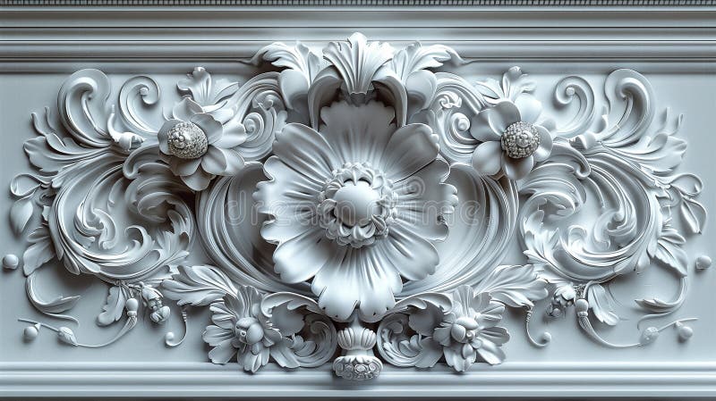 Baroque Style Bas-relief Featuring Intricate Floral Designs and ...