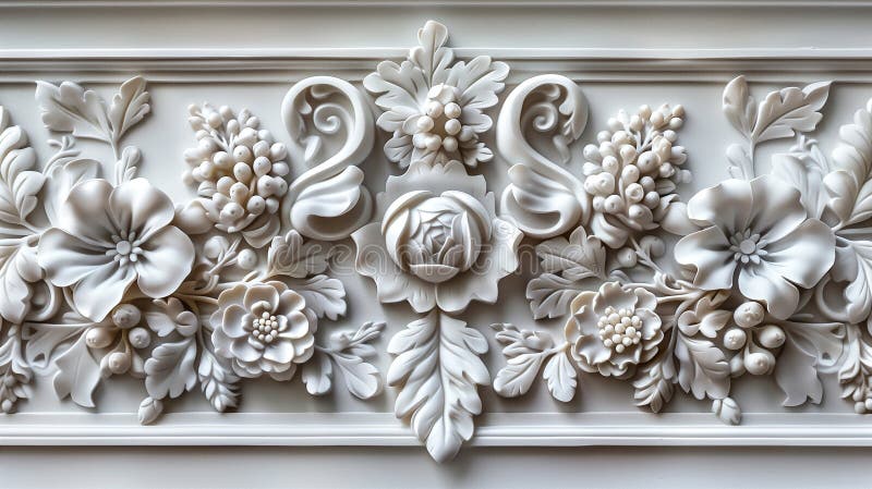 Baroque Style Bas-relief Featuring Intricate Floral Designs and ...