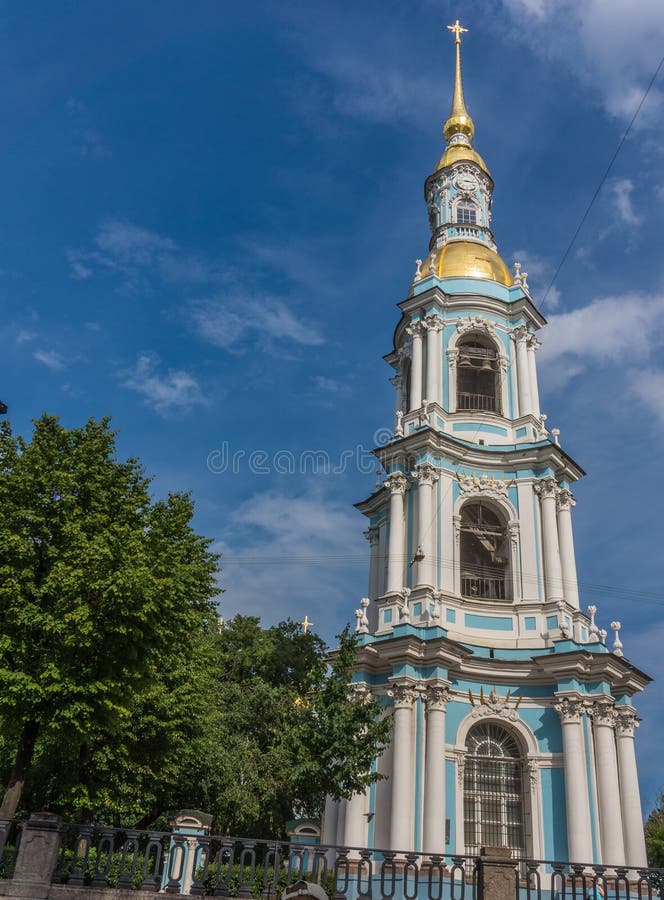 Baroque Style Bell Tower Along the River Stock Image - Image of blue ...