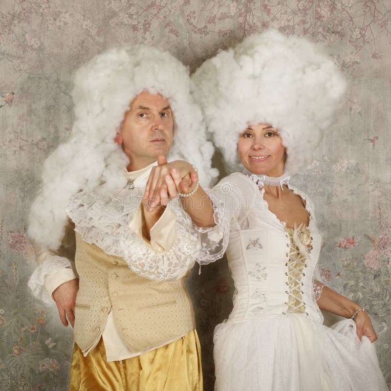 Baroque Style Couple Dancing Indoors Stock Image - Image of funny ...