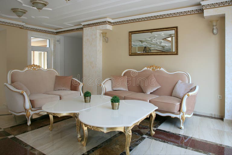 Baroque Style Office Interior Stock Image - Image of decor, marble ...