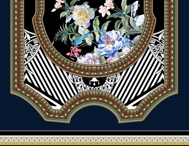 Baroque Textile Design Print Created Stock Illustration - Illustration ...