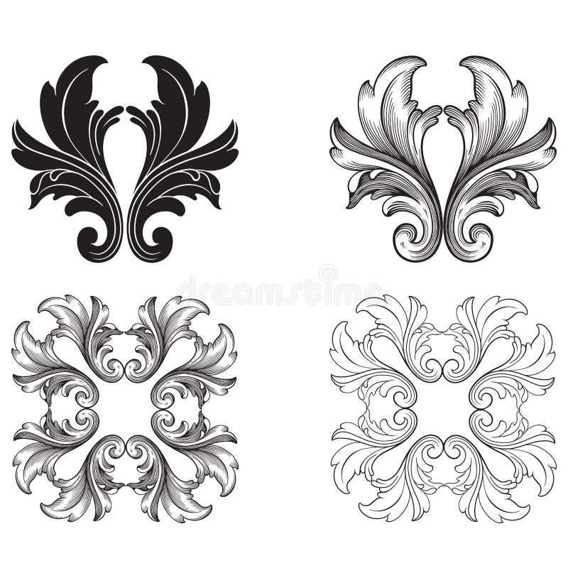 Baroque Vector Set of Vintage Elements Stock Vector - Illustration of ...