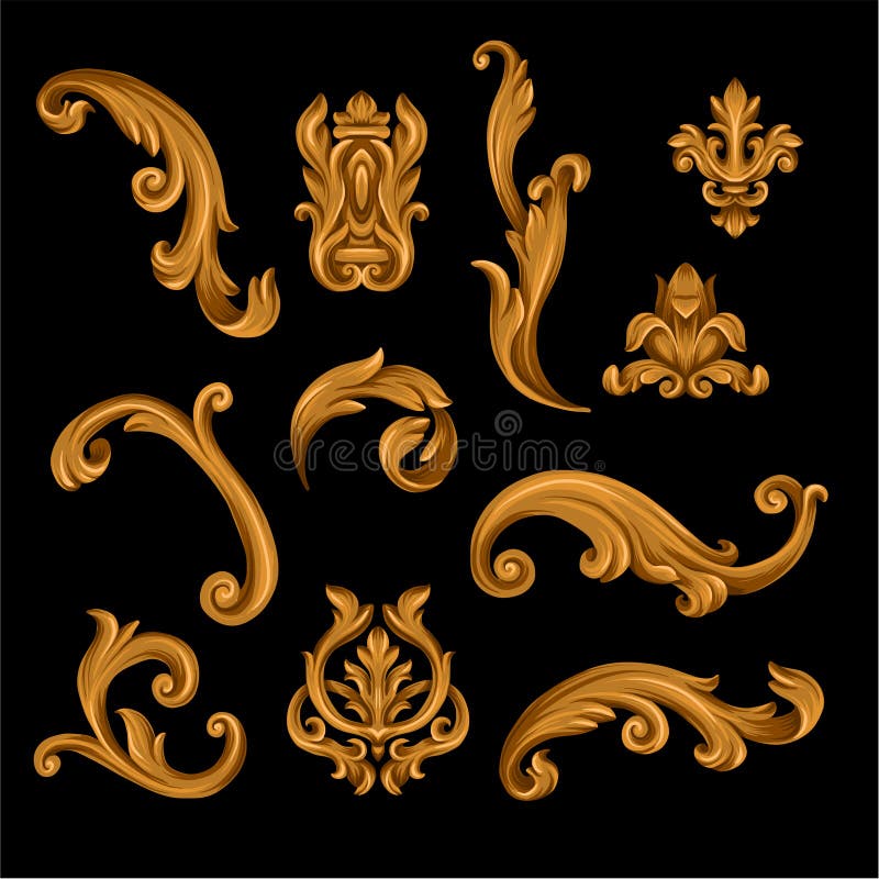 Baroque Vintage Elements Isolated. Vector. Stock Vector - Illustration ...