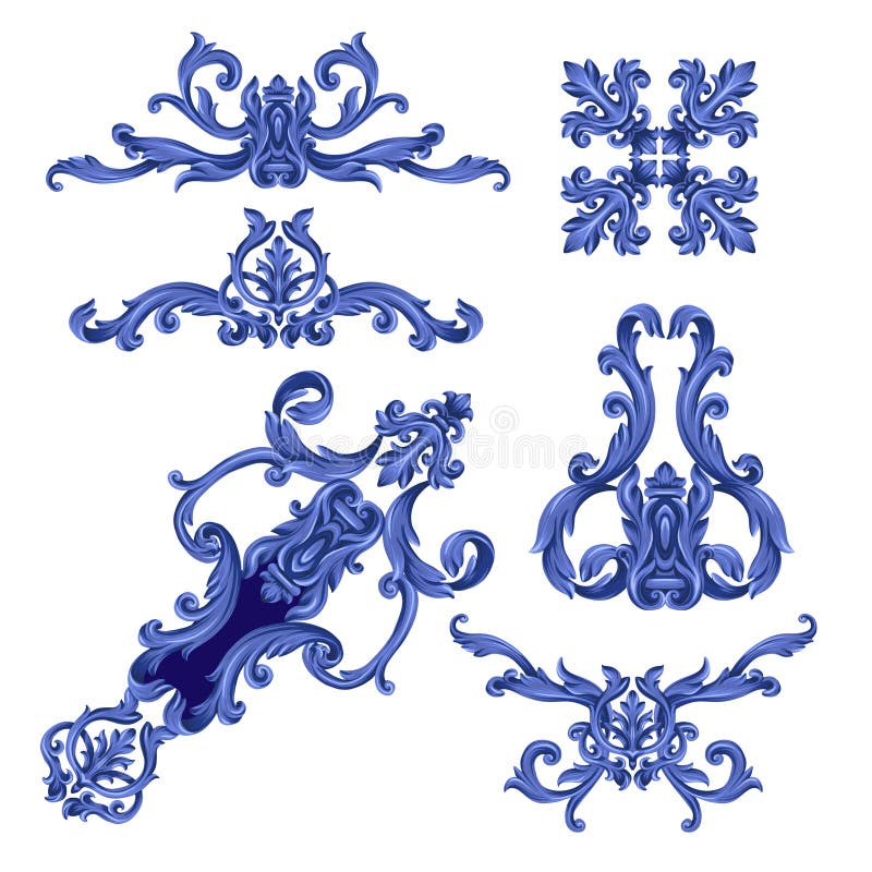 Baroque Vintage Elements Isolated. Vector. Stock Vector - Illustration ...