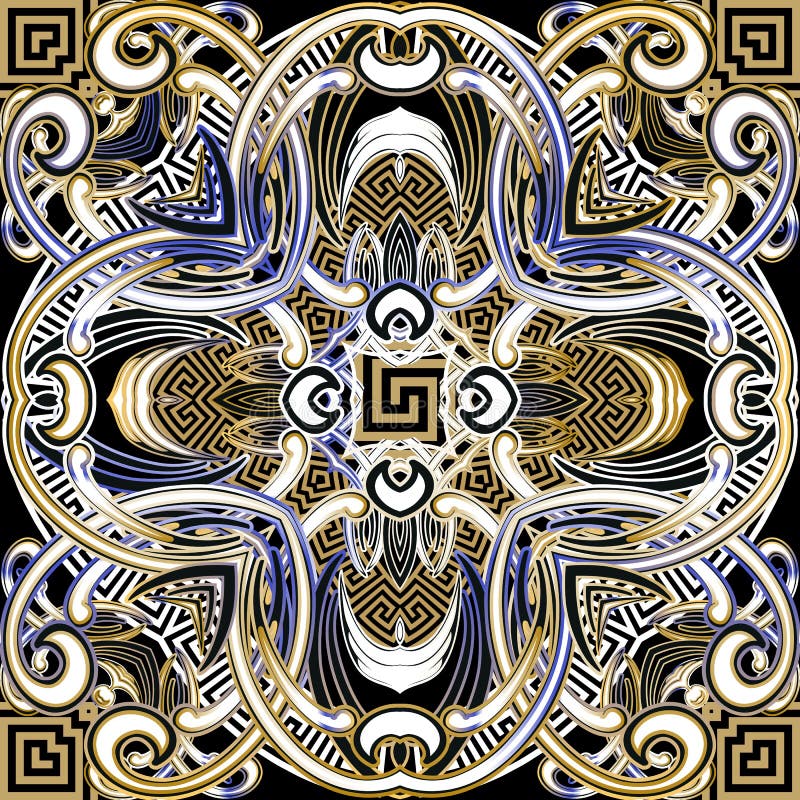 Modern Geometric Greek Seamless Pattern. Vector Gold Meander Background ...