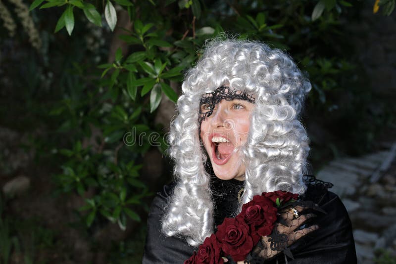 Baroque Woman with Pompous Style Singing Opera Stock Image - Image of ...